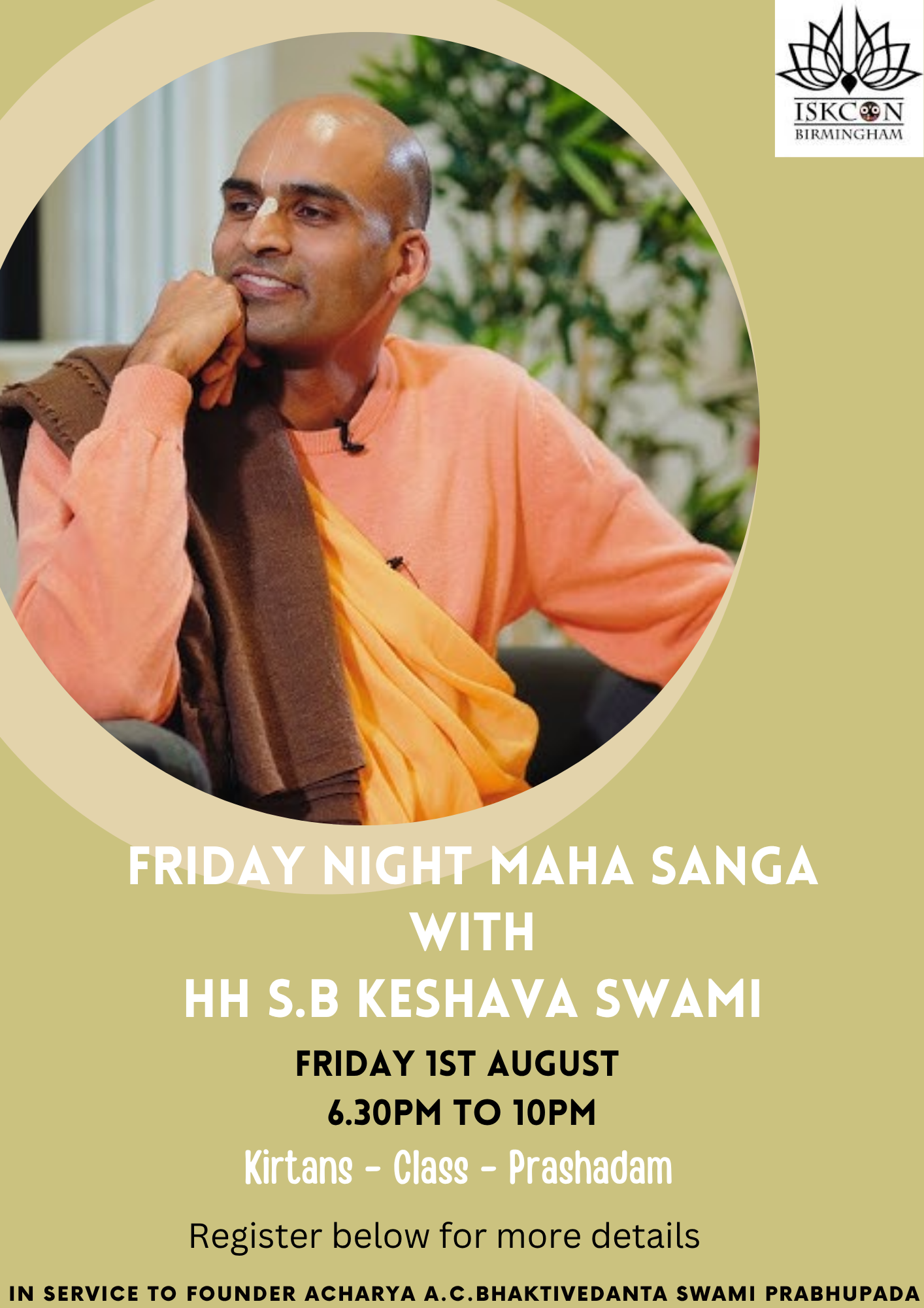 Program with HH S.B Keshava Swami Tickets, Great Barr War Memorial Hall ...