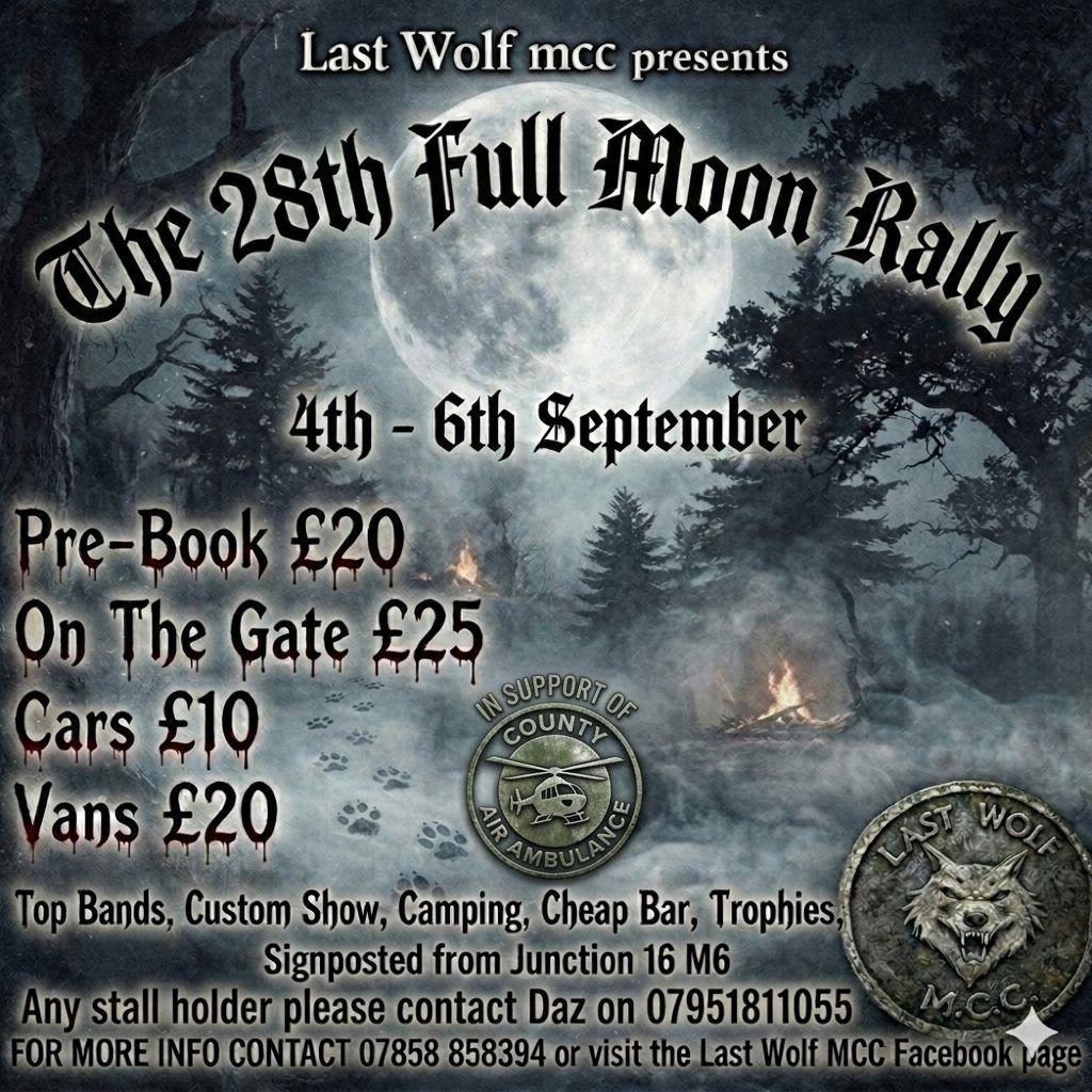 The 28th Full Moon Rally Tickets, Field off the B5078, Barthomley ...